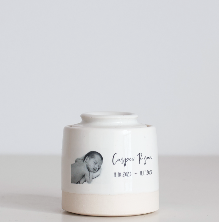 Handmade Custom Photo Infant Urn – modern pottery urn