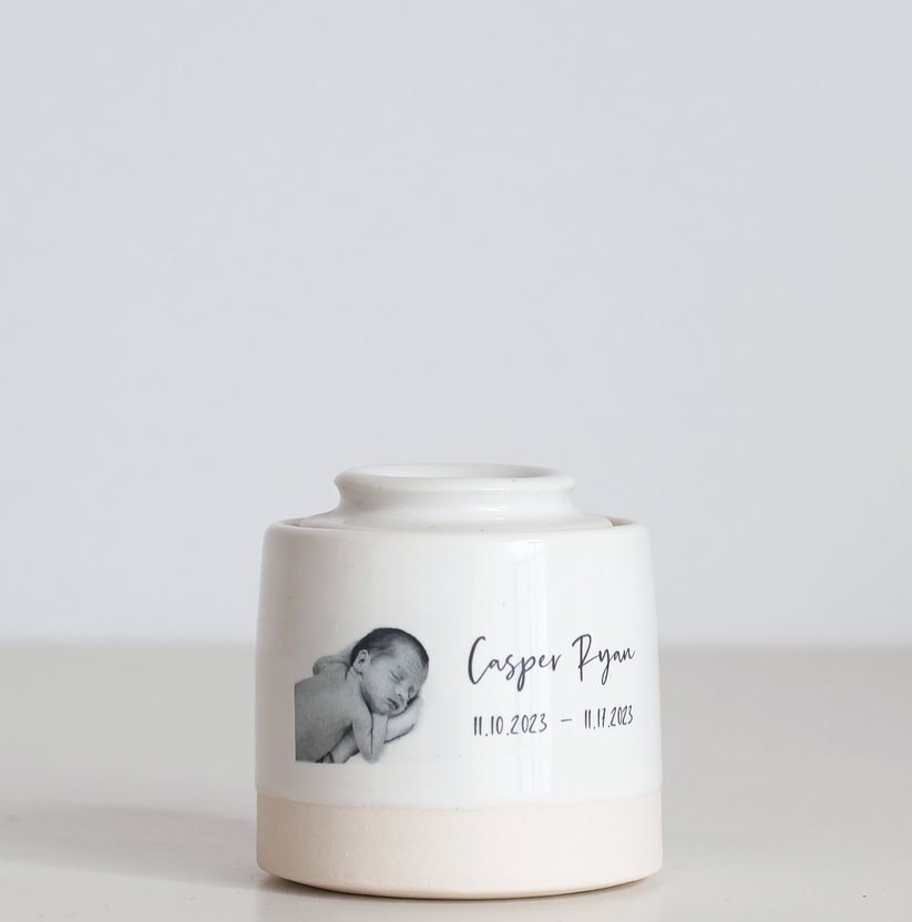 Handmade Custom Photo Infant Urn – modern pottery urn