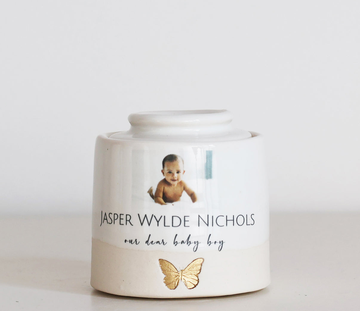 Handmade Custom Photo Infant Urn – modern pottery urn